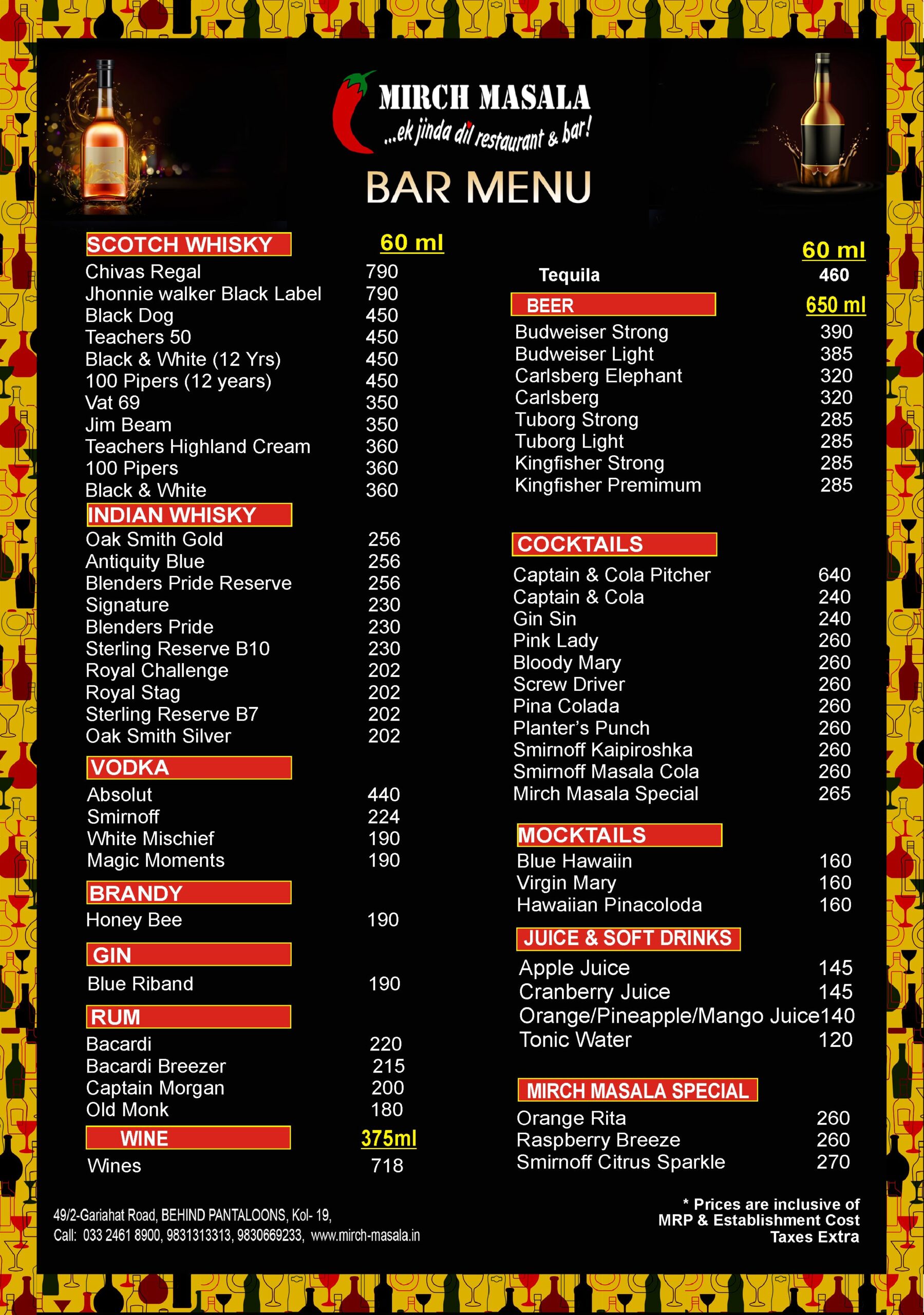Restaurant In South Kolkata Bar And Restaurant Near Me Mirch Masala